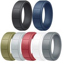 China 8mm Wide 2.5mm Thick Men's Silicone Rings with Rectangular Ventilation Pattern for Anniversary and Active Wear for sale