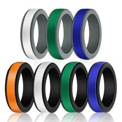 China Men's Silicone Rubber Wedding Ring 8-14mm Sizes with Flat Edge Design and Third Party Appraisal for Engagement for sale