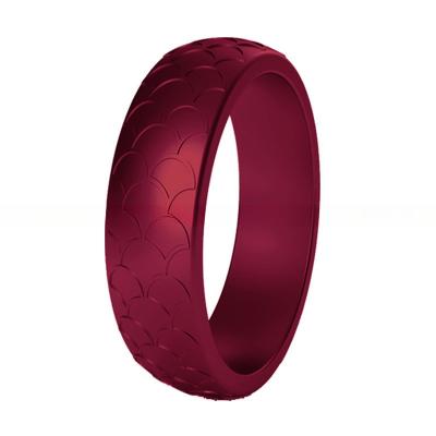 China Fish Scale Silicone Wedding Ring with Mermaid Stone Design - Flexible 5-12mm Size Range for Women's Special Occasions for sale