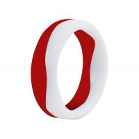 China Geometric Women's Silicone Ring 5.7mm Two-Tone Breathable Wedding Band with Geometric Pattern for sale