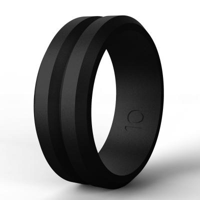 China Unisex Silicone Rubber Wedding Rings 8mm Width with Grooved Design for Engagement Bands for sale