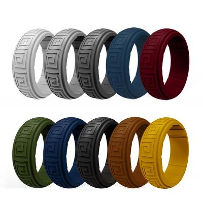 China 8mm Men's Silicone Sports Ring with Breathable Step Edges for Wedding and Engagement for sale
