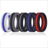 China 8mm Men's Silicone Wedding Band with Flat Edges and Two-Tone Multi Colors for Party and Engagement for sale