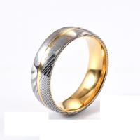 China Men's Damascus Steel Engagement Ring with Golden Tungsten Core - 5-10 Day Sample Delivery, 15-25 Day Production for sale
