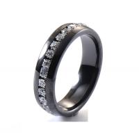 China 6mm Black Ceramic Engagement Rings with Full Diamond Band and Invisible Setting for Couples for sale