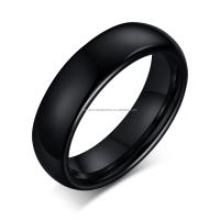 China 6mm Classic Black Polished Tungsten Carbide Wedding Band Ring Unisex Engagement Gift for sale