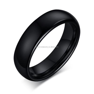 China 6mm Classic Black Polished Tungsten Carbide Wedding Band Ring Unisex Engagement Gift for sale