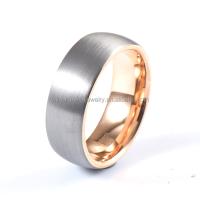 China 8mm Classic Dome Brushed Silver Rose Gold Tungsten Wedding Band Ring Unisex Comfort Fit for sale