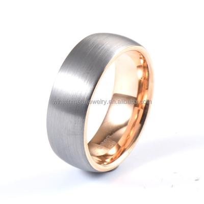 China 8mm Classic Dome Brushed Silver Rose Gold Tungsten Wedding Band Ring Unisex Comfort Fit for sale