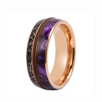 China 8mm Rose Gold Plated Tungsten Wedding Band with Purple Shell Inlay Unisex for sale