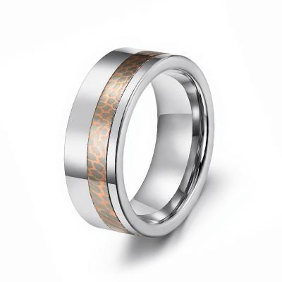 China 8mm Silver Brushed Polished Tungsten Wedding Band Ring with Superconductor Inlay Unisex for sale