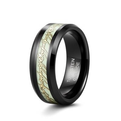 China 8mm Black Plated Tungsten Ring with Dragon Celtic Inlay Unisex Wedding Band for sale