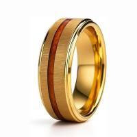 China 8mm 18K Gold Plated Tungsten Wedding Band with Scratch Resistant Red Liner Inlay Unisex for sale