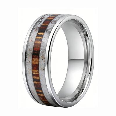 China 8mm Tungsten Ring with Celtic Deer Inlay Wooden Wedding Band Unisex for sale