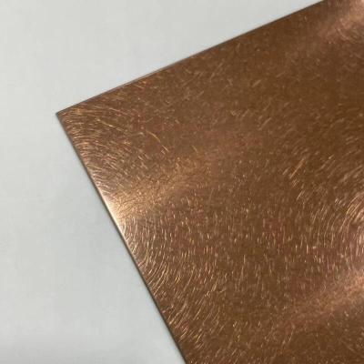 China Red Copper Swirl Grain Stainless Steel Sheet With Vintage Red Bronze PVD Coating Fingerprint Acid-Alkali Resistant Metal Cladding Panel for sale