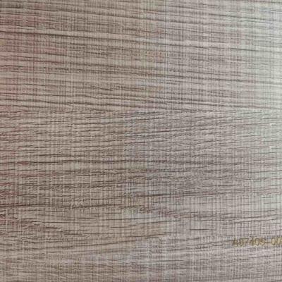 China Light Grey Fine Log Grain PVC Decorative Film With Synchronized 3D Embossing And Waterproof Scratch Resistant Surface for sale