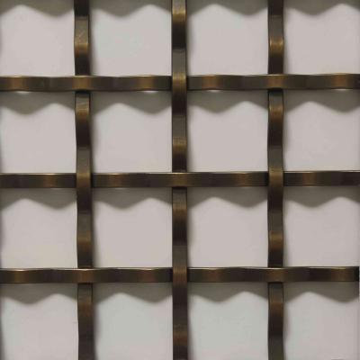 China Antique Bronze Patina Woven Metal Mesh With 3D Staggered Square Hollow Texture And Anti Fingerprint Coating for sale