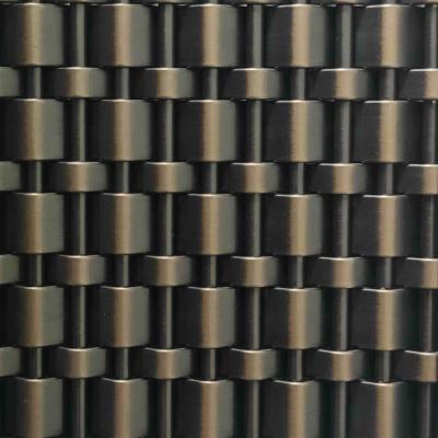China Brushed Dark Bronze Cylindrical Rod Linked Metal Mesh With Interlocking Weaving Structure For Minimalist Industrial Aesthetics for sale