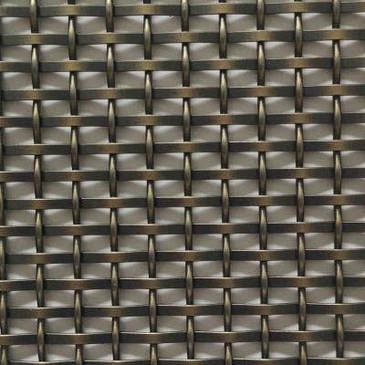 China Antique Brass Flat Wire Woven Metal Decorative Mesh for sale