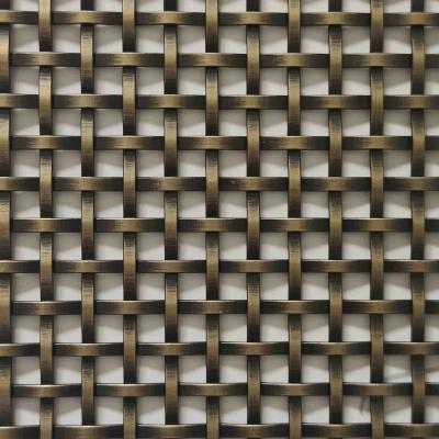 China Square Grid Antique Brass Flat Wire Woven Decorative Metal Mesh for sale