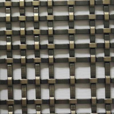 China Two Tone Interlaced Flat Strip Woven Decorative Metal Mesh for sale