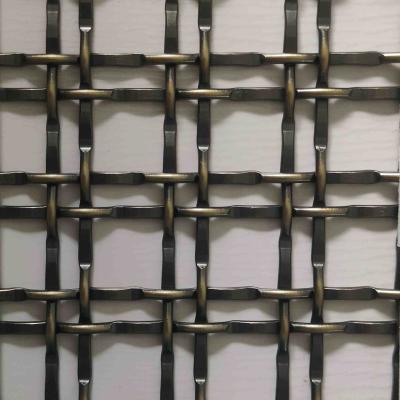 China Edge Pressed Flat Wire Square Woven Antique Decorative Metal Mesh for sale