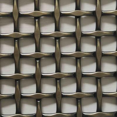 China Spindle Shaped Flat Bar Antique Brass Woven Decorative Metal Mesh for sale