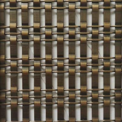 China Wide Vertical Strip Antique Brass Square Woven Decorative Metal Mesh for sale