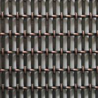 China Copper Edged Vertical Strip Square Woven Decorative Metal Mesh for sale