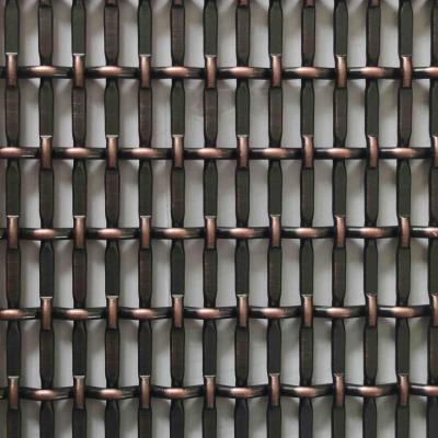 China Copper Edged Vertical Strip Square Woven Decorative Metal Mesh for sale