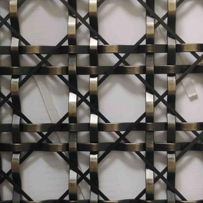 China Cross Diagonal Rhombus Woven Bronze Metal Decorative Mesh for sale