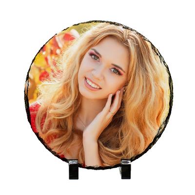 China SH22 Sublimation Circle Shape Rock Slate Frame With Heat Press Machine 15*15cm for sale
