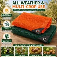 China New material supplied to Europe, four-corner edged and buckled olive netting, anti-aging fruit collection netting, olive harvesting netting for sale