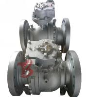 China Flanged Trunnion Soft Seated Ball Valve , Cast Steel WCB WCB Ball Valve Split Body for sale