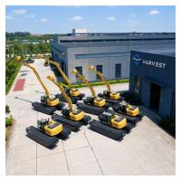 China Amphibious Excavator XE215GSLL With 15M Long Reach Boom cummines Engine Euro 3 with undercarriage pontoon With side pontoon & 4 hydraulic positioning piles & 2 side propellers for sale