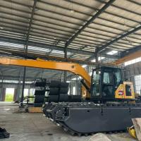 China Real-life footage from the china factory Amphibious pontoon excavator for sale