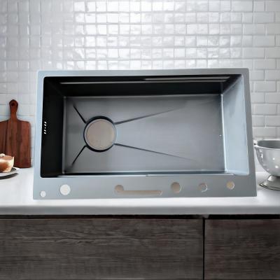 China Grey Partition Kitchen Sink 11kg Stainless Steel Double-Bowl for sale