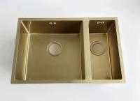 China SUS304 Stainless Steel Gold Square Kitchen Sink for sale