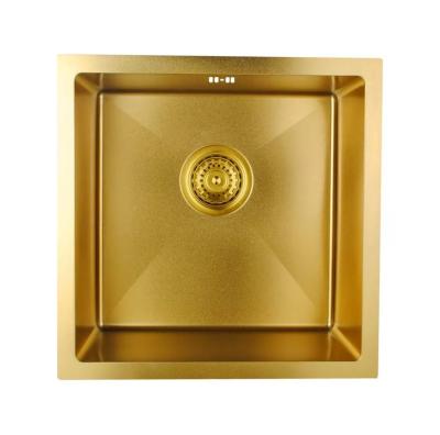 China SUS304 Stainless Steel Gold Square Kitchen Sink for sale