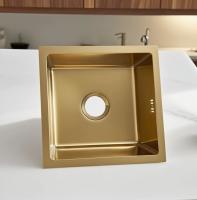 China SUS304 Stainless Steel Gold Square Kitchen Sink for sale