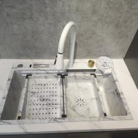 China White Multifunctional Kitchen Sink Double-Bowl Top-Mount Stainless Steel for sale