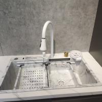 China White Multifunctional Kitchen Sink Double-Bowl Top-Mount Stainless Steel for sale