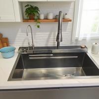 China Undermount Stainless Steel Kitchen Sink with Drainboard for sale