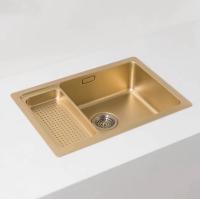 China Gold Toned SUS304 Stainless Steel Kitchen Sink with Drainboard for sale