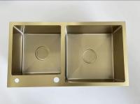 China Gold Toned SUS304 Stainless Steel Kitchen Sink with Drainboard for sale