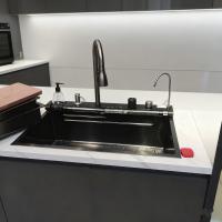 China Stainless Steel Kitchen Sink 900mm×550mm with Integrated Faucet for sale