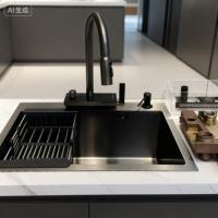 China Undermount & Top Mount Compatible Premium Stainless Steel Kitchen Sink 900mm×550mm with Integrated Faucet and 1 Year Warranty | Custom Basin Depth Available | Custom Steel Gauge Available for sale