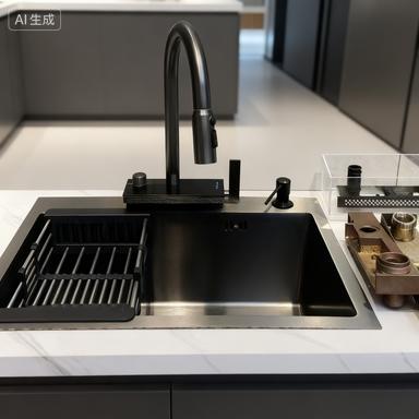 China Undermount & Top Mount Compatible Premium Stainless Steel Kitchen Sink 900mm×550mm with Integrated Faucet and 1 Year Warranty | Custom Basin Depth Available | Custom Steel Gauge Available for sale