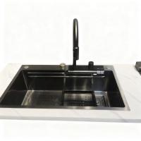 China 800mm Double-Bowl Stainless Steel Kitchen Sink Set with High-Arc Faucet for Modern Kitchens for sale
