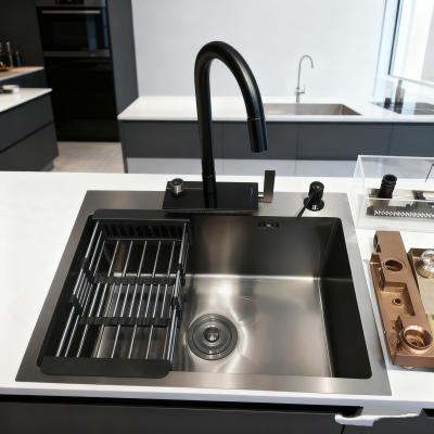 China 800mm Dual-Basin Stainless Steel Kitchen Sink with Brushed Finish, Sound-Dampening Pads, and Rear-set Drain | Custom Basin Depth Available | Custom Steel Gauge Available for sale
